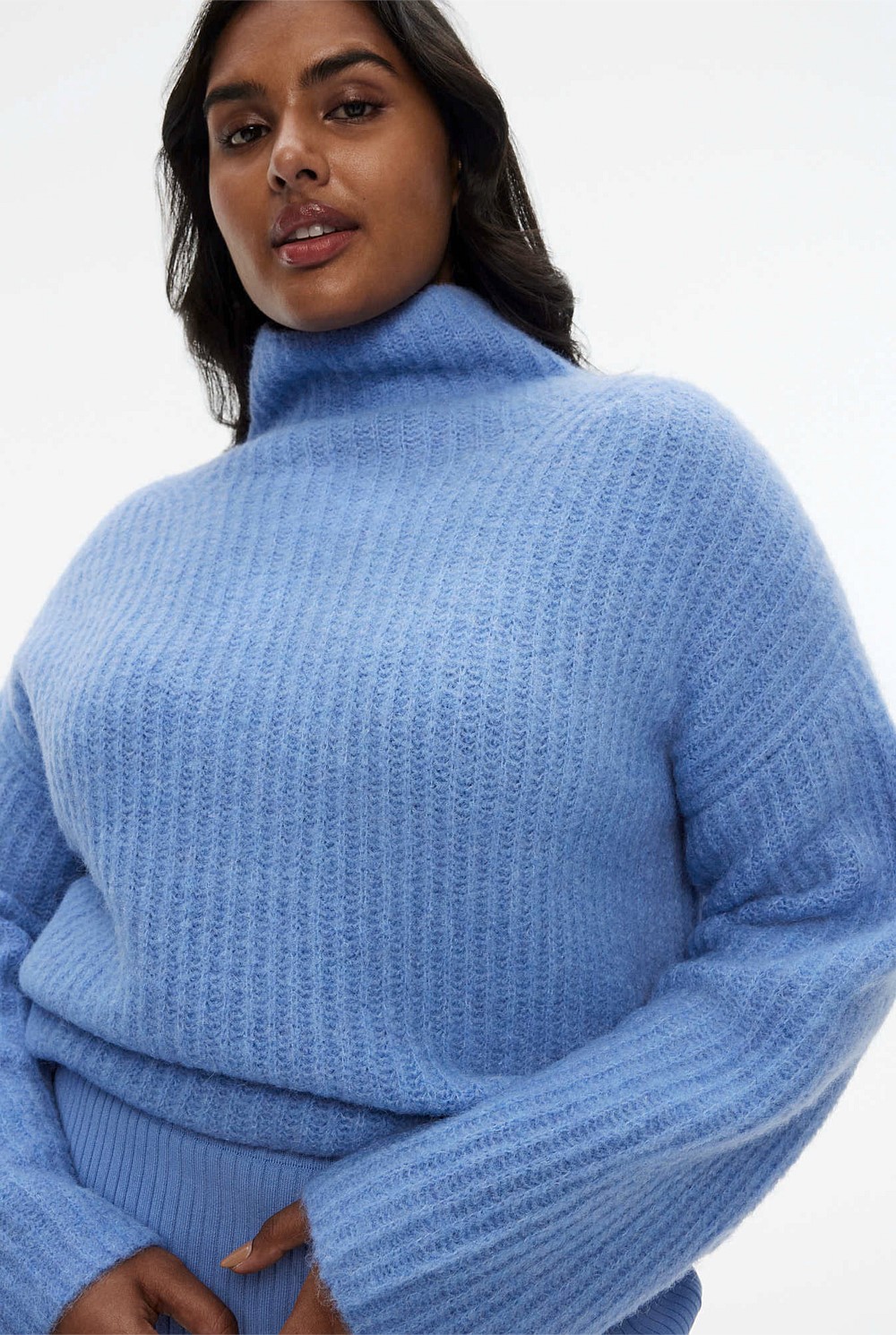 Harbour Blue Mock Neck Slouch Knit - Women's Sweaters | Witchery
