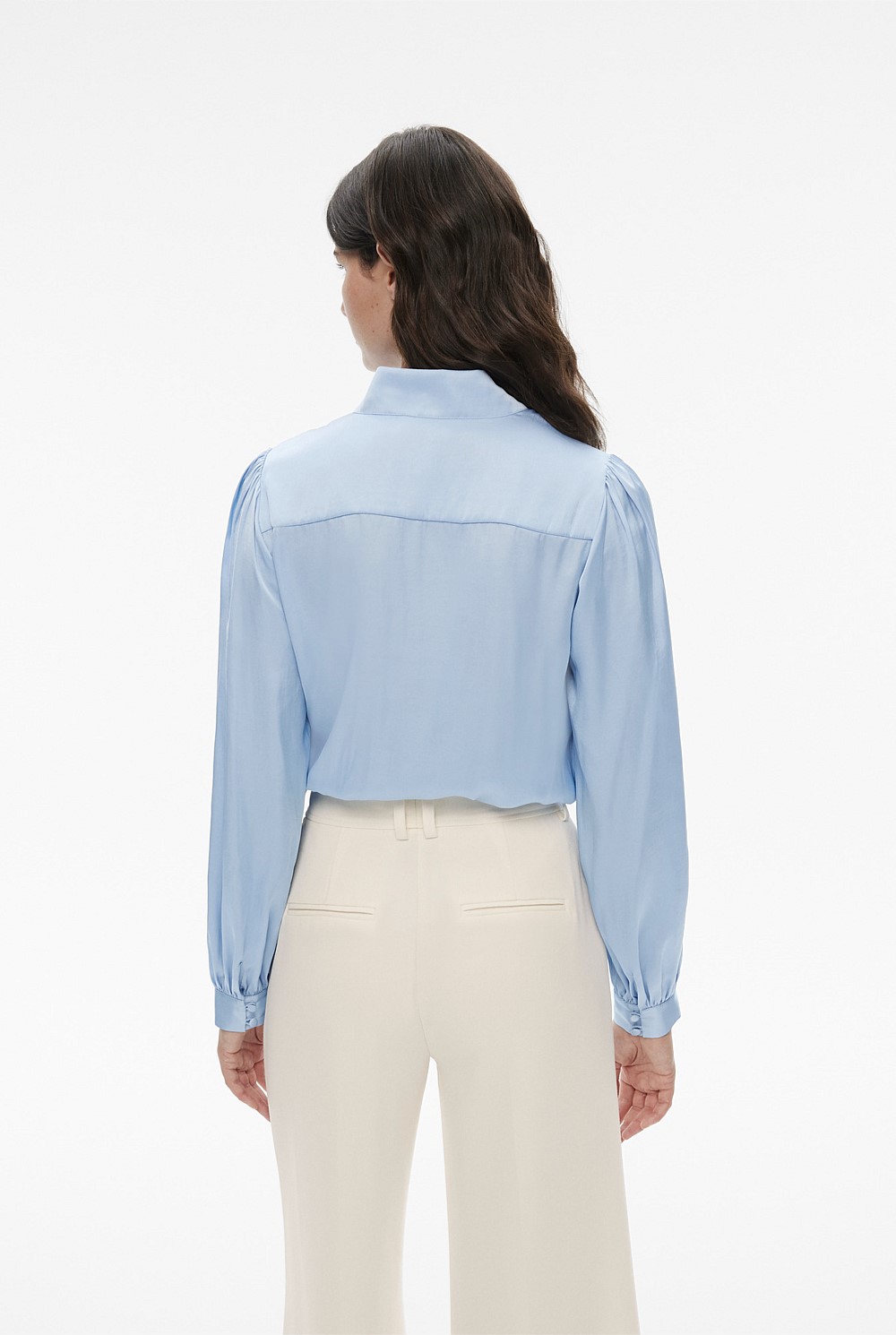 Baby Blue Button Up Blouse - Women's Evening Shirts | Witchery