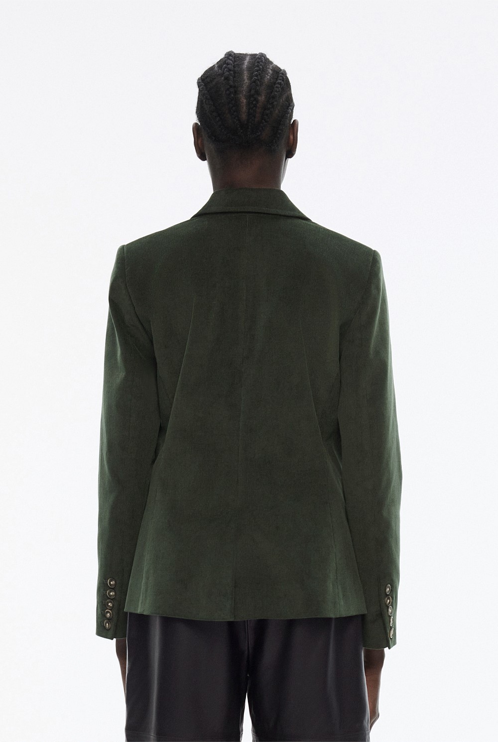 Dark Forest Cotton Cord Single Breasted Blazer - Women's Blazers | Witchery