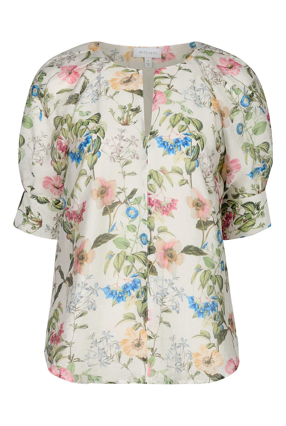 Porcelain Botanical Cuff Blouse - Women's Evening Shirts | Witchery