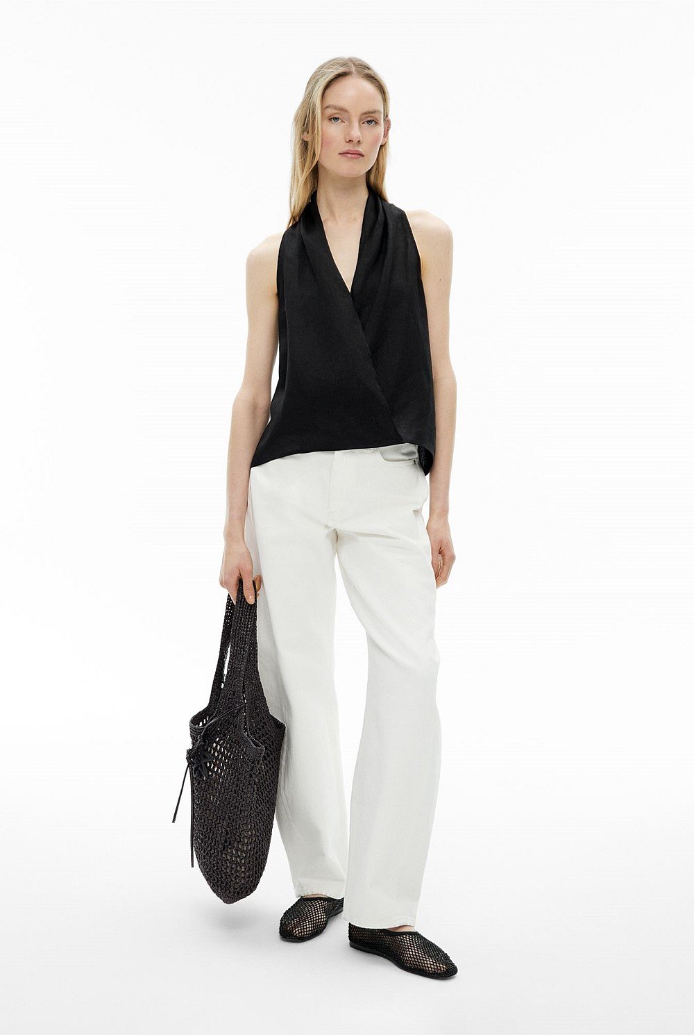 Black Linen Wrap Top - Women's Evening Tops | Witchery