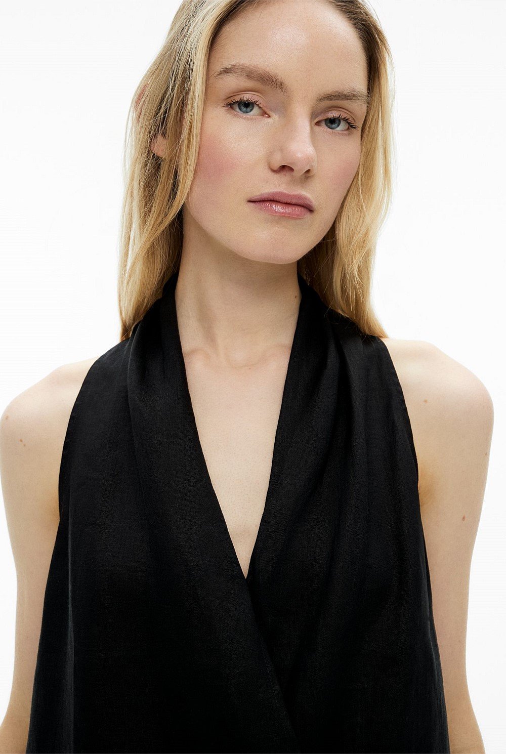 Black Linen Wrap Top - Women's Evening Tops | Witchery