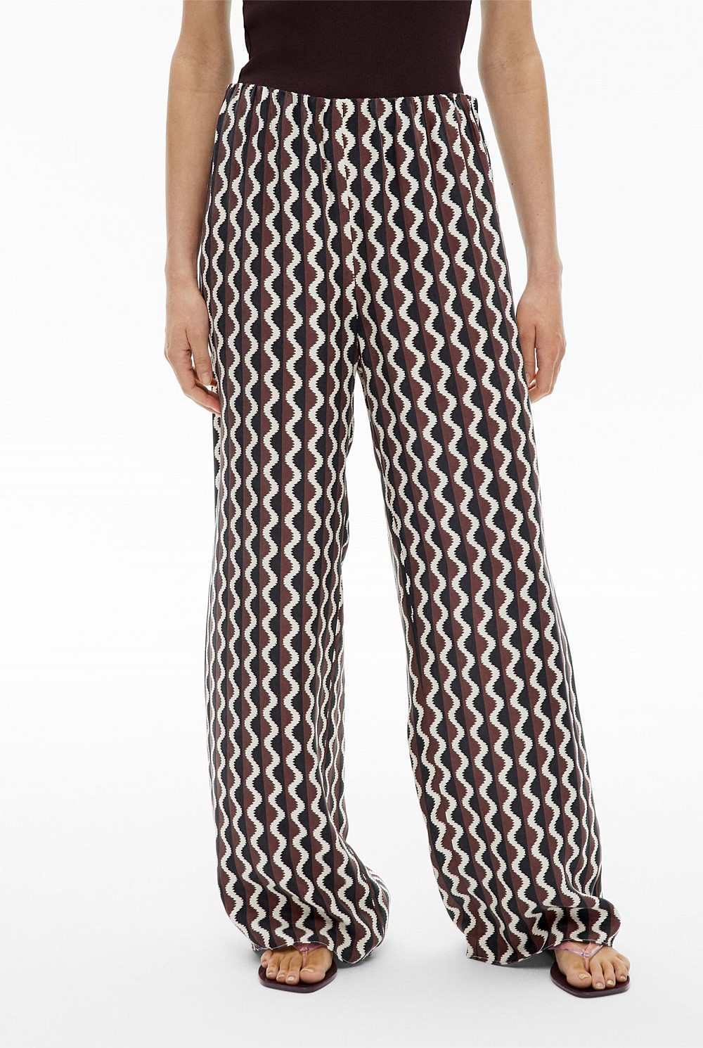 Rhubarb Wave Pull On Cupro Pants - Women's Dress Pants | Witchery