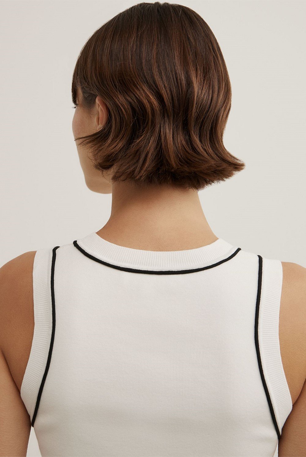 Fresh White Trim Knit Tank Top - Women's Sleeveless Tops | Witchery