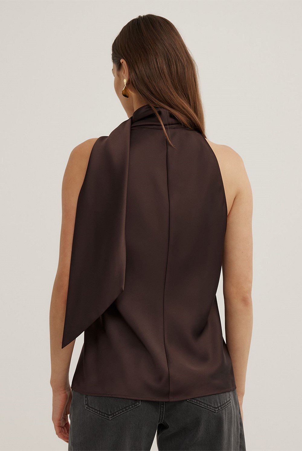 Espresso V-Neck Scarf Top - Women's Camisoles | Witchery