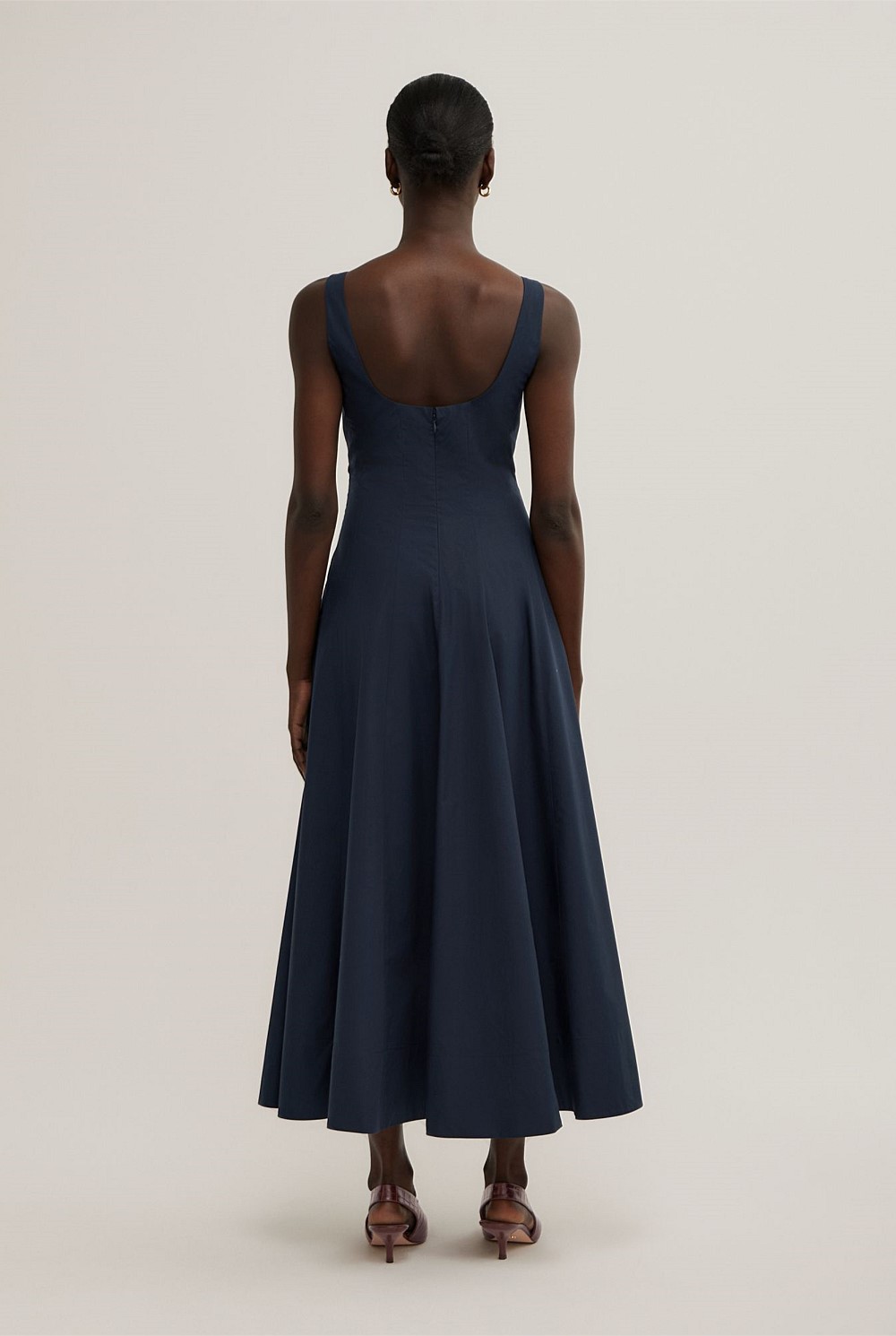 Navy Seam Detail Midi Dress - Women's Cotton Dresses | Witchery
