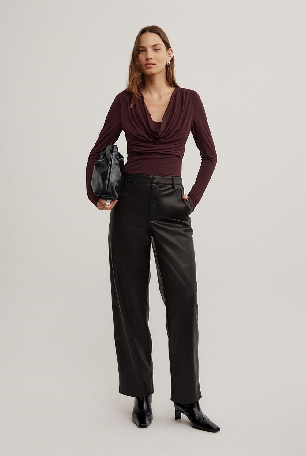 Wine Cowl Neck Top - Women's Evening Tops | Witchery