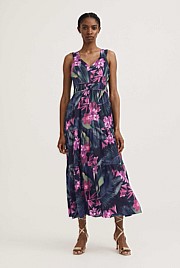 Midnight Purple Vivid Floral Maxi Dress - Women's A Line Dresses | Witchery